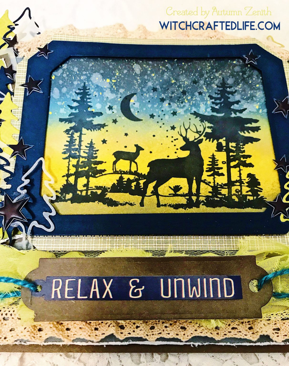 Relax and Unwind Stamped Forest Scene Summertime Card | Witchcrafted Life